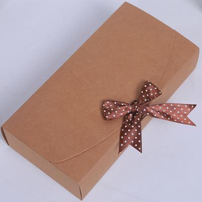 China Kraft Paper Box Packaging Custom Printed Rectangular Kraft Paper Gift Packaging Wallet Box Silk Scarf Box for sale