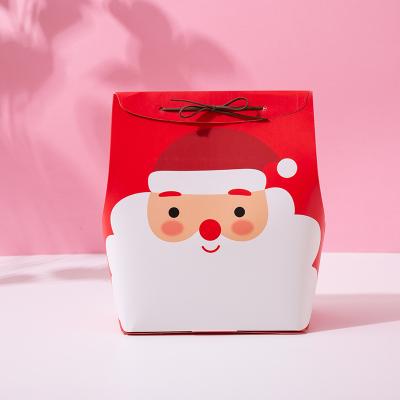 China Christmas Gift Bag Customizable Apple Present Packaging Red White Design  Ribbon Handle Christmas Eve Gift Bag For Apples And Small Gifts for sale