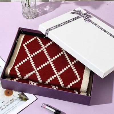 China Purple Gift Box Packaging Top And Bottom Cover Gift Packaging Custom Clothes Scarf Gift Box for sale