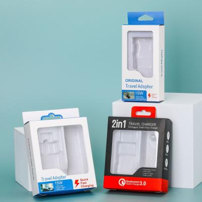 China Custom Printed Charger Packaging Boxes  UK/US Plug NOET Fast Charger Boxes 2 - in - 1 Travel Charger Packaging for Quick Charge 3.0 Adapters for sale