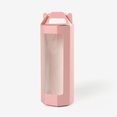 China Flower Gift Box With Transparent Window Elegant Floral Presentation Packaging Carry Handle Design Wedding Event Bouquet Display Box for sale