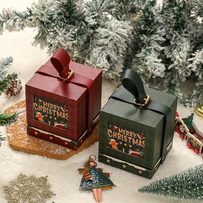 China Merry Christmas Apple Gift Box Festive Christmas Eve Apple Packaging Carry Handle Sturdy Cardboard Box for sale