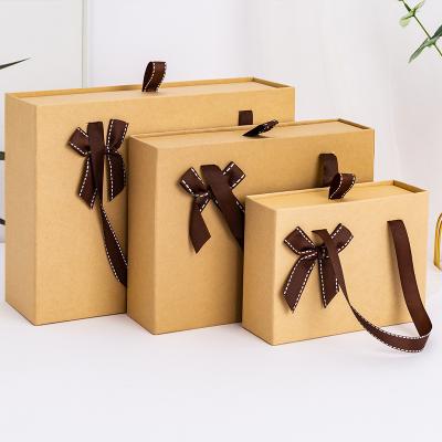 China Solid Color Bow-Tie Handbag Gift Box Package Drawer Box  customized Rectangular Souvenir Box for sale