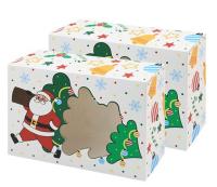 China Christmas Window Gift Box Set Snowman Santa Gingerbread Patterns Clear Viewing Windows Multi Size Present Boxes for sale