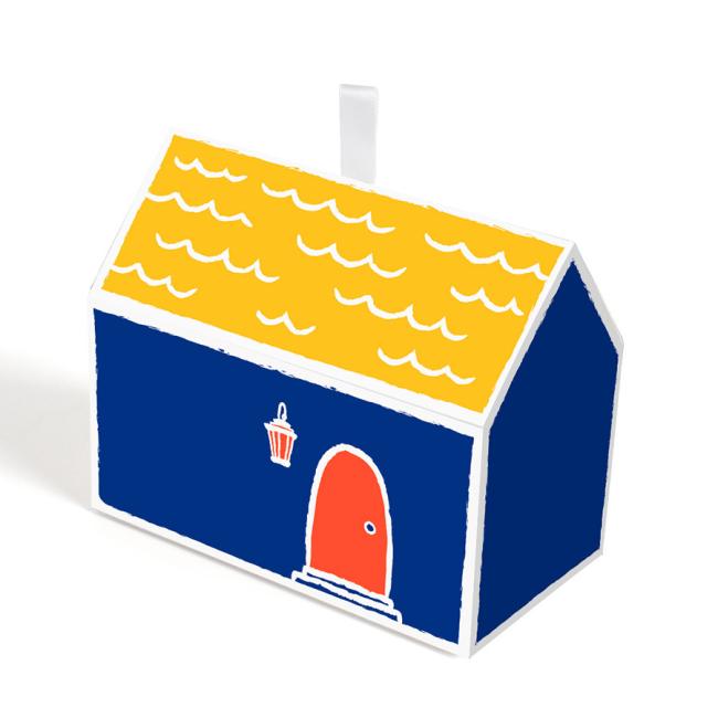 Colorful house-shaped cookie packaging box