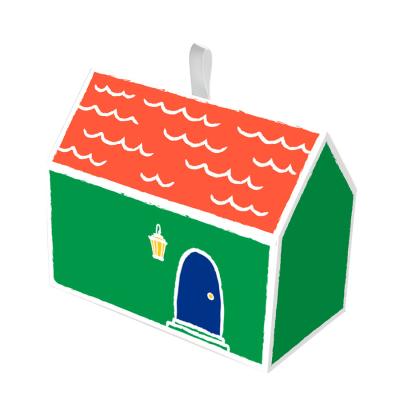 China Colorful House-Shaped Folding Box Packaging For Cookies Color-Matching House-Shaped Packaging Box For Cookies for sale