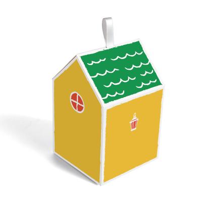 China Colorful House-Shaped Folding Box Packaging For Cookies Color-Matching House-Shaped Packaging Box For Cookies for sale