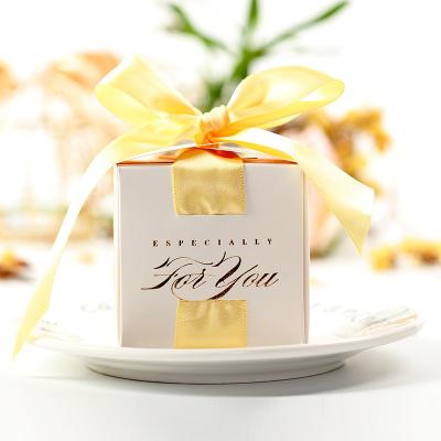 China European Vintage Wedding Favor Box Gold Foil Gift Boxes Satin Ribbon Collection Candy Packaging for sale