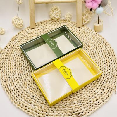 China Clear Window Paper Gift Box With Ribbon Closure – Ideal For Socks Underwear Brooches Towels & Custom Gifts for sale