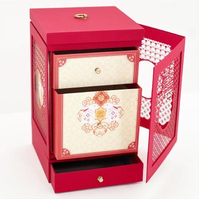 China Rotating Lantern Gift Box Custom Chinese New Year Gift Packaging Multi Drawer Storage 360° Display Luxury Oriental Box for sale