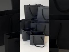 Custom Logo Luxury Black Gift Bags Recyclable Glossy Coated