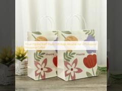 Sacchetti regalo in carta kraft con stampa floreale, versatili per regali, abbigliamento, shopping, caffè