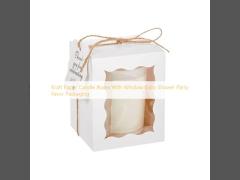 Kraft Paper Candle Boxes With Window Baby Shower Party Favor Packaging