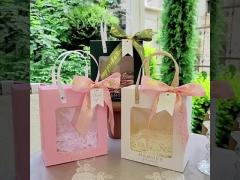 Precious Window Gift Bag Premium White Gold Presentation Square Clear Window Reinforced Handles