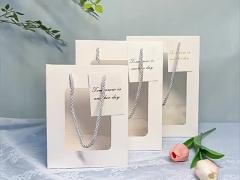 Window Gift Bag Transparent Window Handbag Creative Gift Paper Bag Bouquet Packaging Handbag