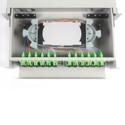 China 2U 48 core sliding type optic distribution frame 48 port ODF with SC adapters for sale