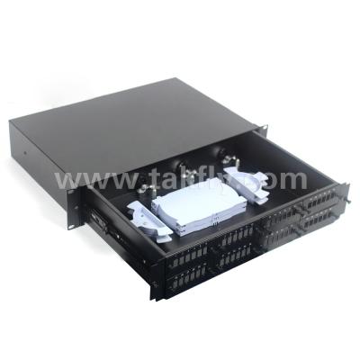 China 2U 48 core drawer type optic distribution frame 48 port ODF with SC LC adapters for sale