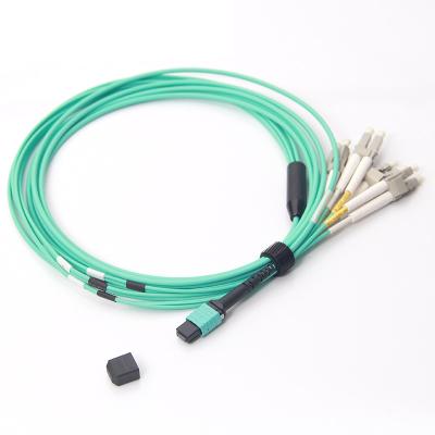 China Customized 8/12/24fiber OM3 MPO/MTP jumper MPO-LC fiber patch cord for sale