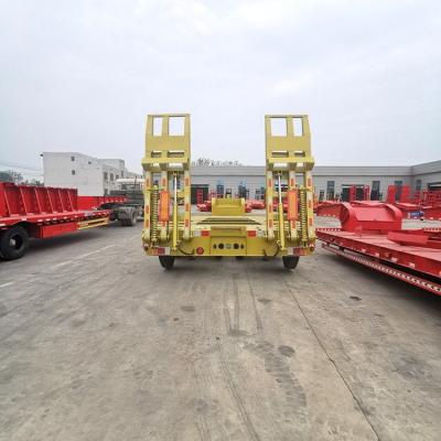 China Low Bed Semi Trailers Truck Trailer Lowbed Trailers with Slope for Heavy Machines for sale