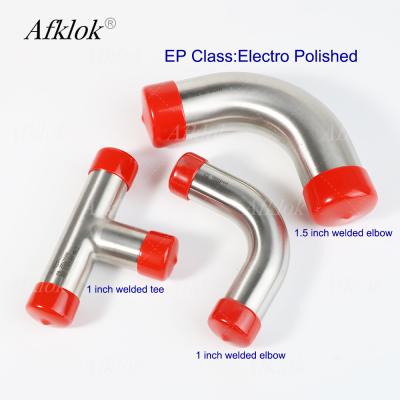 China Welded elbows and tees for high purity gases 1.65 wall thickness 1.5‘ 1’ 1/4’ EP for sale
