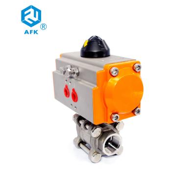 China 3PCS Pneumatic Actuated Female Type NPT BSPT BSPP  Threaded Ball Valve for sale