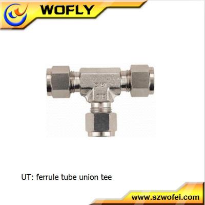 China SS304 Compression Tee Joint Pipe Tube Fitting With Double Ferrule Connector for sale