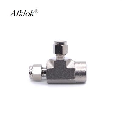 China AFK Stainless Steel Tube Fittings OD Connector 3000PSI Female Run Tee 6mm 8mm 10mm for sale