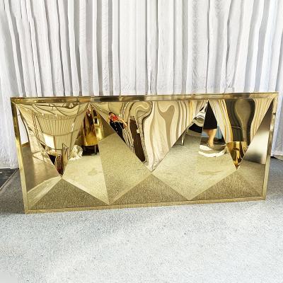 China WENDING All Gold Diamond Faceted 3D Wedding Reception Desk – Ultra Luxury Sign-in Counter for sale