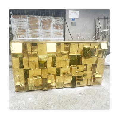 China WENDING Gold Brick Cube 3D Embossed Wedding Reception Desk – Opulent Sign-in Counter for sale