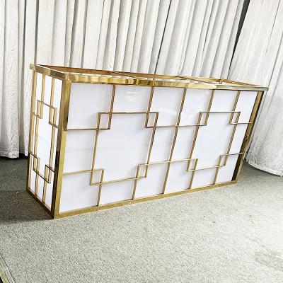 China WENDING Gold Nested Square Frame Wedding Reception Desk – Modern Luxury Sign-in Counter for sale