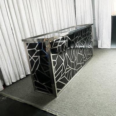 China WENDING Silver & Black Cracked Ice Geometric Wedding Reception Desk – Sign-in Counter for sale