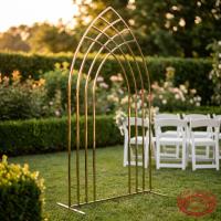 China WENDING Gold Multi-Layer Nested Gothic Arch Backdrop Frame – Wedding Ceremony Arch for sale