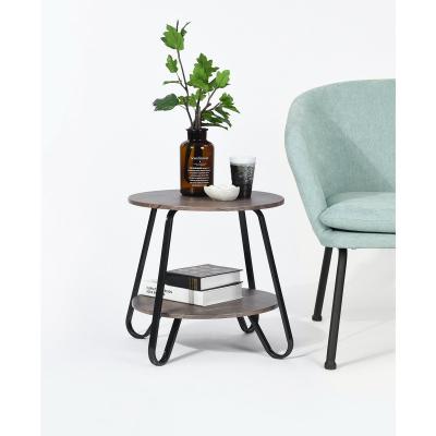 China 39Modern End Table, Wood Look Side Table with 2 Shelf Metal Frame End Table Nightstand for Living Room Bedroom Apartment for sale