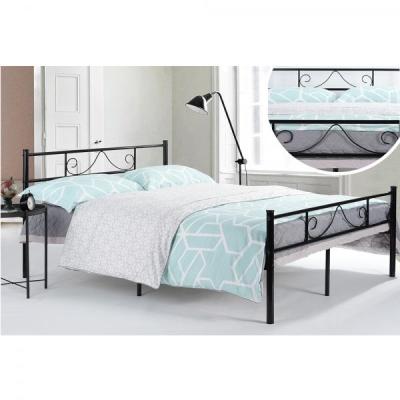 China No Box Spring Needed Solid 9 Legs Support Double Metal Bed Frame with Two Headboards Mattress Foundatio for sale