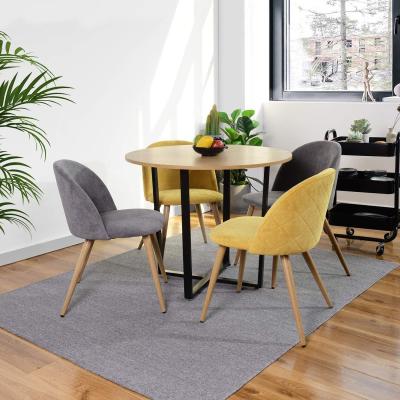 China Round Dining Table Modern 80cm Wooden Dining Desk with Metal Legs Coffee End Table for Small Spaces Kitchen Dining Room for sale