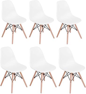 China Eiffel Style Mid Century Side Dining Chairs Molded Plastic Cover Natural Wood Legs Dining Chair for Kitchen Dining room for sale
