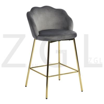 China Modern Style Velvet Fabric Barstool Powder with Golden Color Coated Metal Leg size 51*50.5*89cm for sale