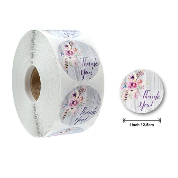 Quality Custom Cute Flower White Thankyou Sticker Label Adhesive Floral Thank You for sale