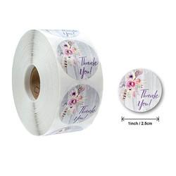 Quality Custom Cute Flower White Thankyou Sticker Label Adhesive Floral Thank You for sale