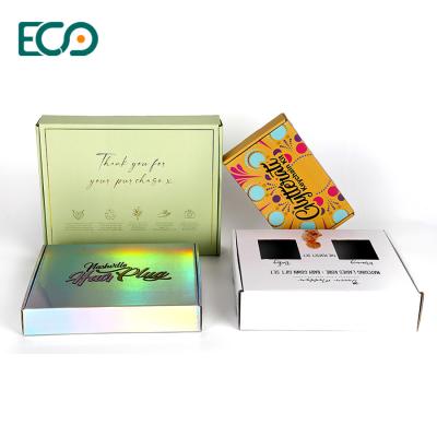 China Custom Rainbow Color Printing Corrugated Box Silver Holographic Paper Box for Gift Packaging for sale