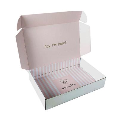 China Custom Printed Kraft Pink Tuck Top Recycled Large Big Shipping Carton Plane Mailer Box Corrugated Cardboard Boxes For Wig for sale