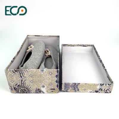 China Eco Friendly Top And Bottom Rigid Box Vintage Custom Pattern Fashion Shoe Box With Gas Vent for sale