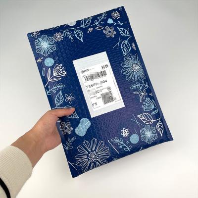 China Custom Color Flower Printing Navy Poly Bubble Mailer for Clothing with Factory Price for sale