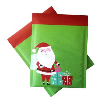 Cina Eco Friendly Ready To Ship Christmas Snowman Green Kraft Paper Bubble Mailer Polymailers with Logo in vendita