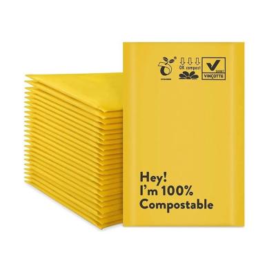 Cina 100% Compostable Wholesale Kraft Paper Envelop Yellow Brown Bubble Mailers in vendita