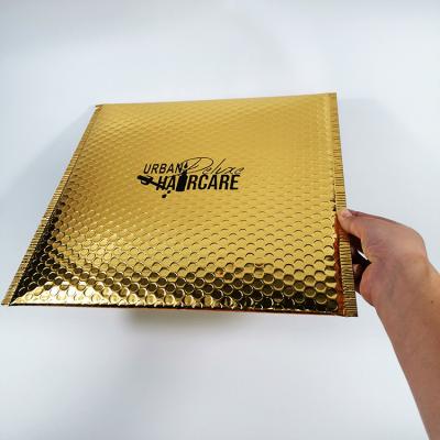 China Low Moq Metallic Poly Mailers Custom Logo Gold Bubble Mailers Yellow Gold Bubble Air  Wrap Envelope for sale
