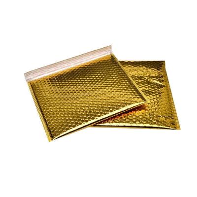 China Low Moq Metallic Poly Mailers Custom Logo Gold Bubble Mailers Yellow Gold Bubble Air  Wrap Envelope for sale