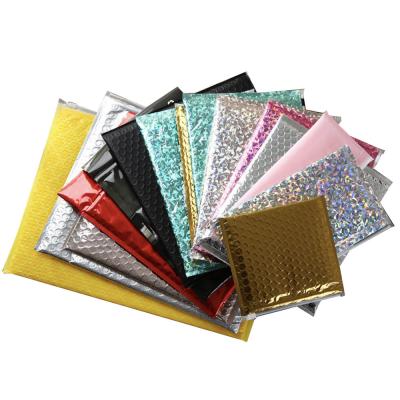 China Low Moq Metallic Poly Mailers Custom Logo Gold Bubble Mailers Yellow Gold Bubble Air  Wrap Envelope for sale