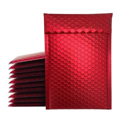 Cina Rose Red Custom Size Logo Printing Waterproof Pink Bubble Mailers Holographic Metallic Polymailers in vendita