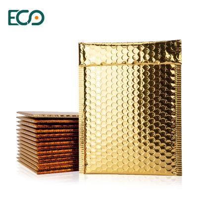 China Light Gold Shiny Glossy Metallic Bubble Mailer Shipping Packaging for sale